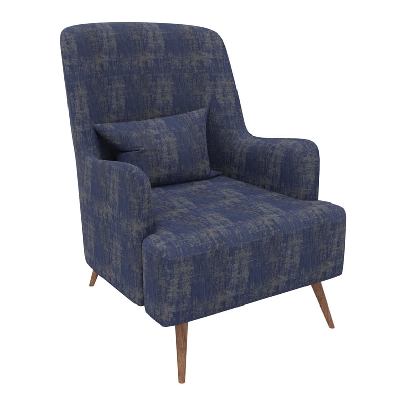 Enza Home Dolce Polyester Fabric Armchair in Navy and Walnut - Walmart.com