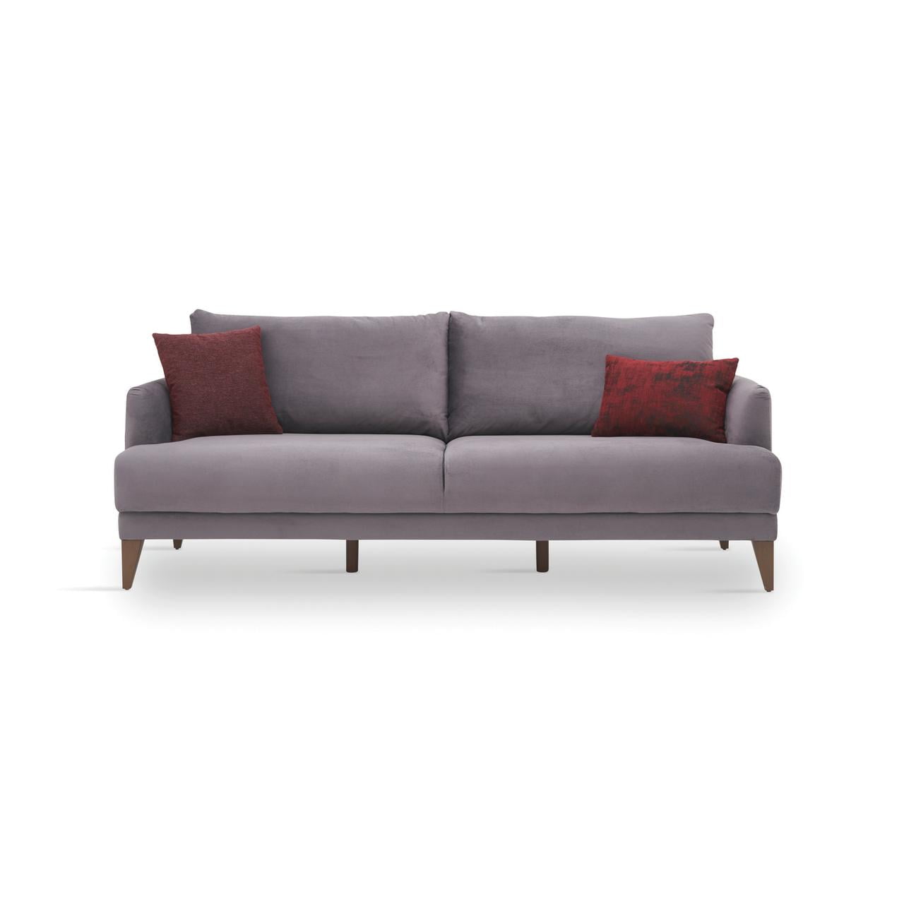 Enza Home Fiore 3-Seater Fabric & Wood Sofa Bed in Gray/Walnut ...
