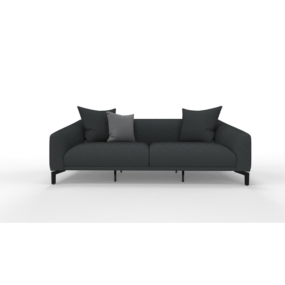 Enza Home Maison 3-Seater Multi-layer Fabric & Metal Sofa in Black ...