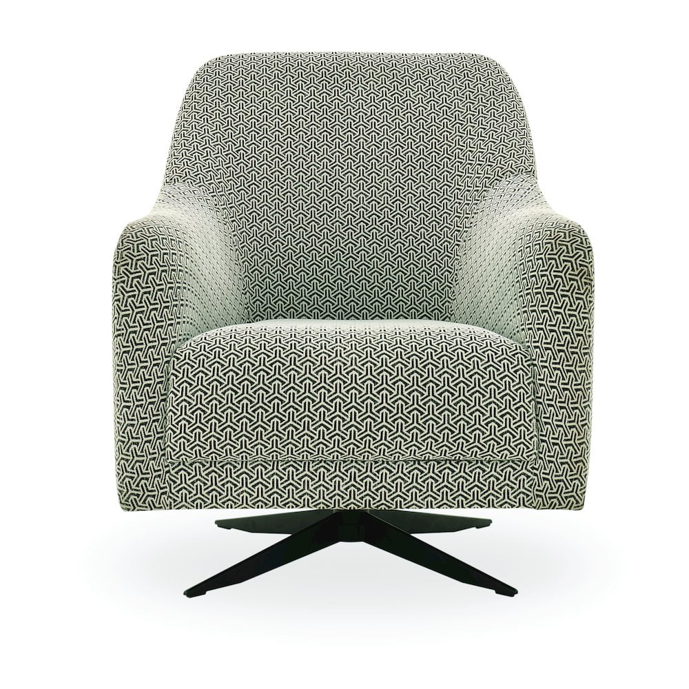 Enza Home Maison Swivel Armchair, Modern Black Metal Base, White Fabric ...