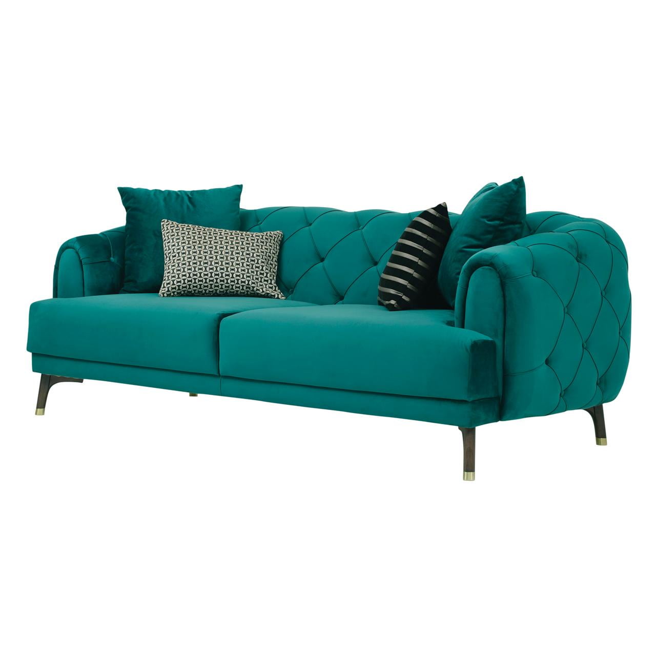 Enza Home Navona Modern Wood & Upholstered Vibrant Fabric Couch in ...