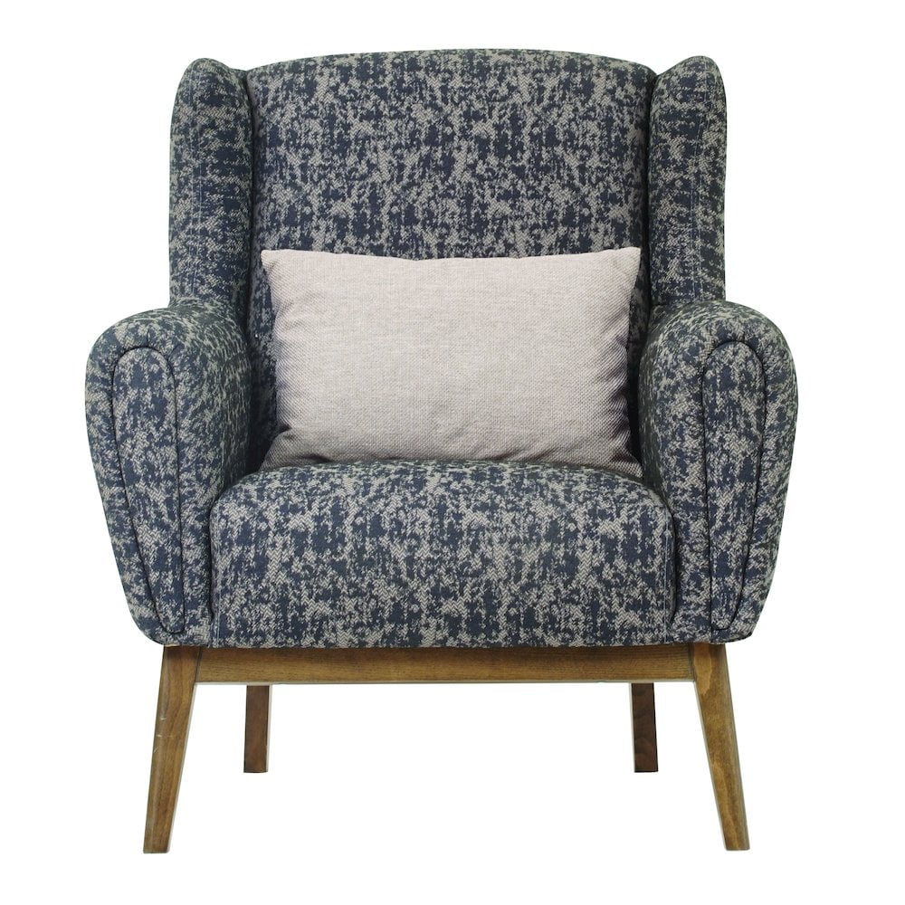 Enza Home Netha Contemporary Wood & Fabric Armchair in Black/Brown ...