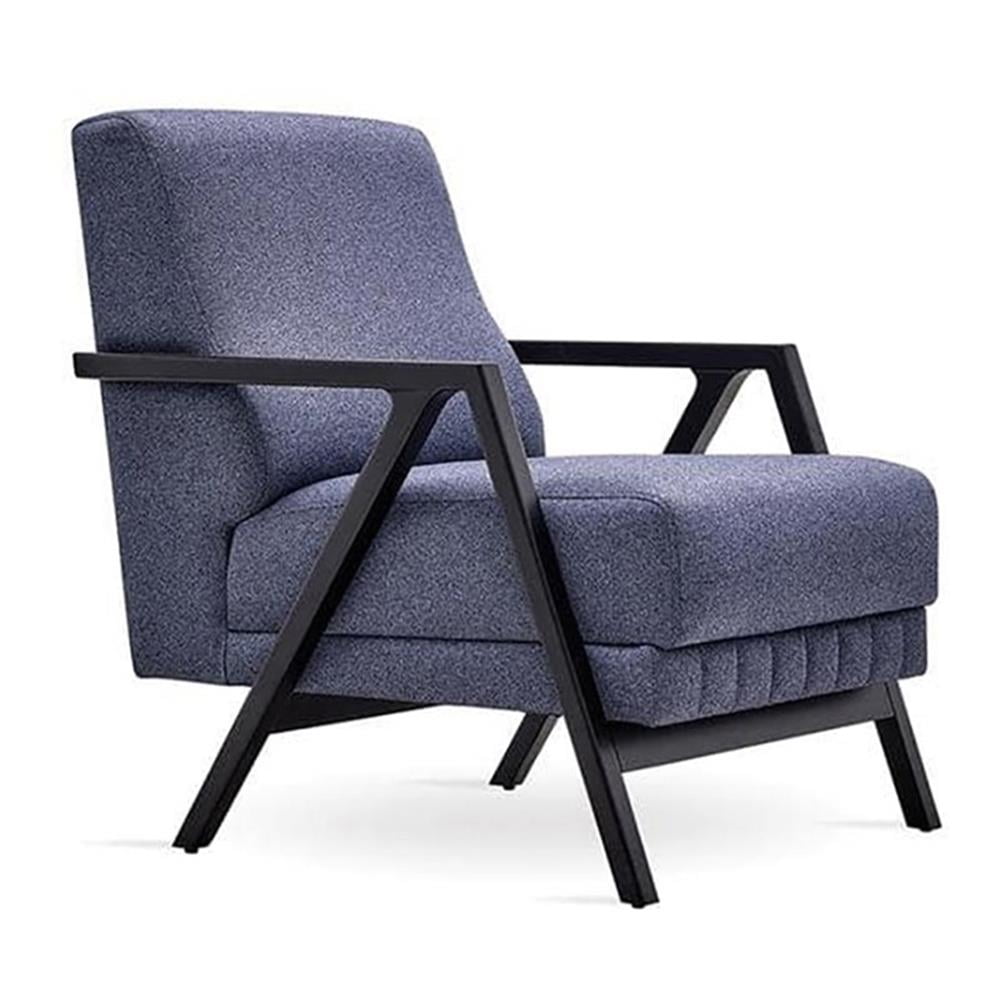 Enza Home Pavia Contemporary Wood & Fabric Armchair in Navy/Black ...
