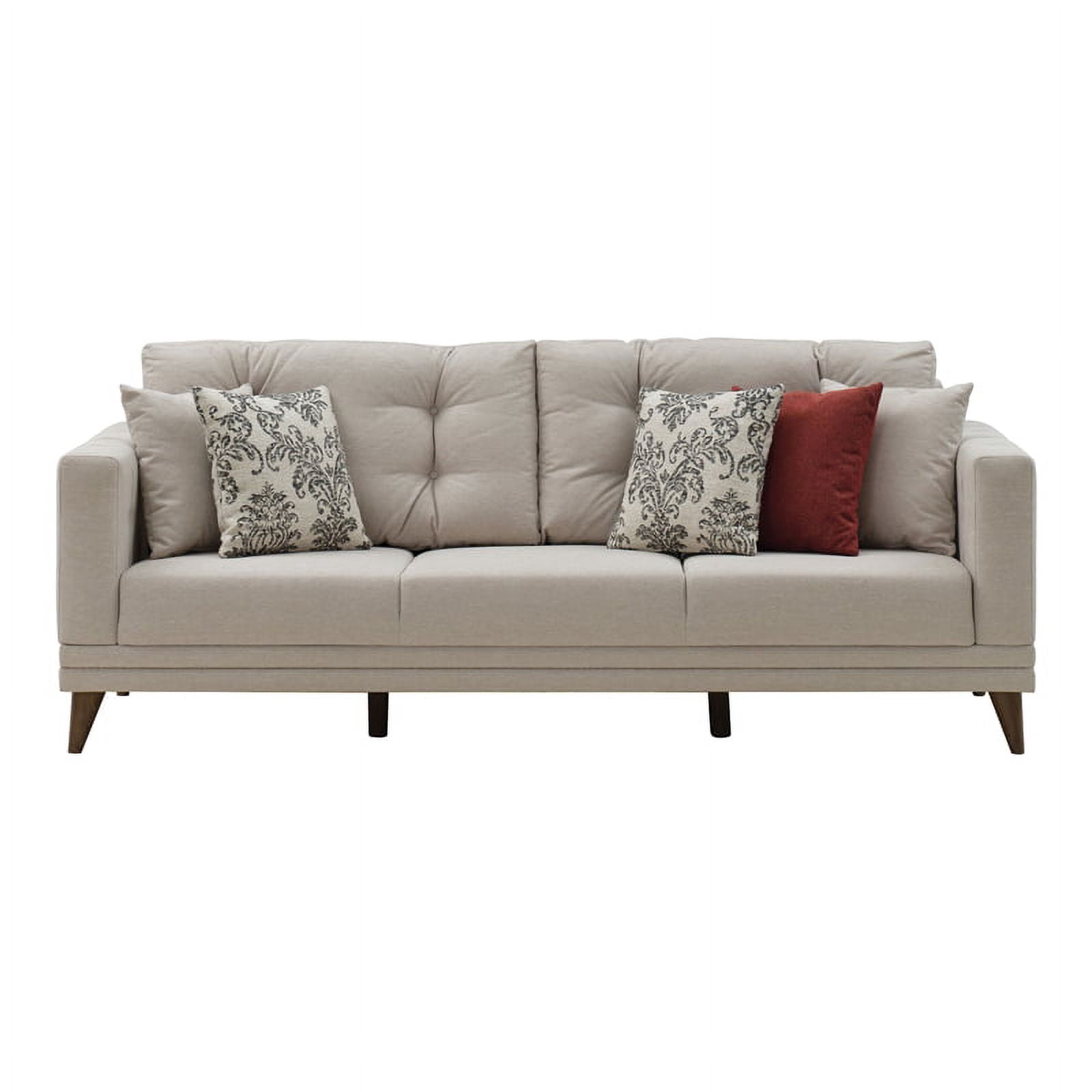 Enza Home Rosa 3-Seater Fabric & Wood Sofa Bed in Cream/Black - Walmart.com