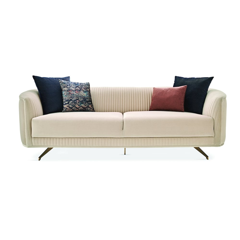 Enza Home Vienna 3-Seater Fabric Sofa in Ecru Cream/Rose Gold - Walmart.com