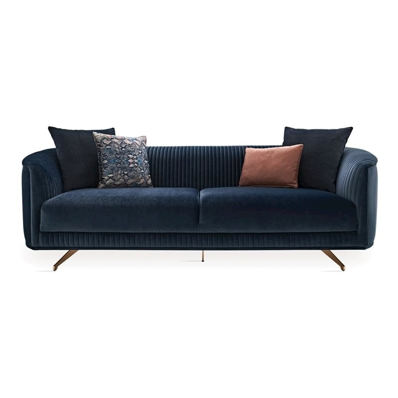 Enza Home Vienna 3-Seater Fabric Sofa in Petrol Blue/Rose Gold ...
