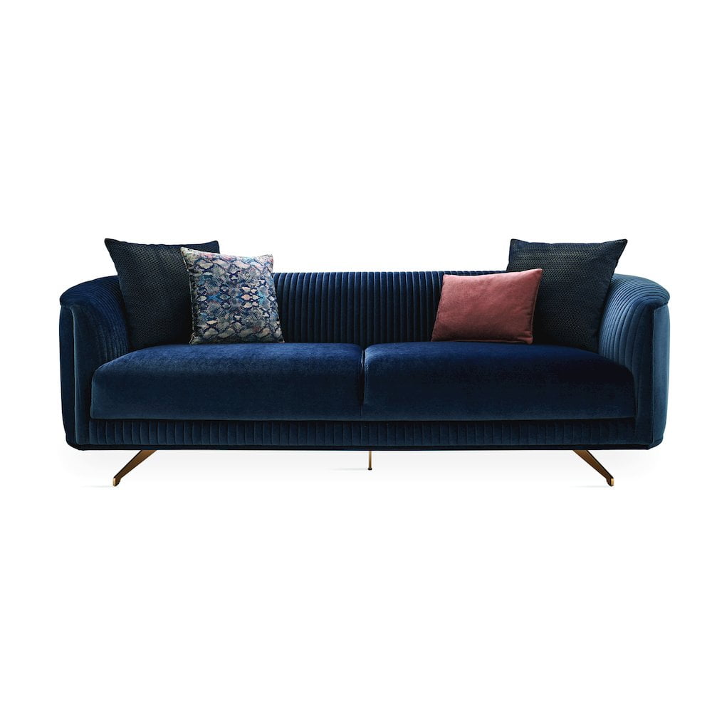 Enza Home Vienna 3-Seater Fabric Sofa in Petrol Blue/Rose Gold ...