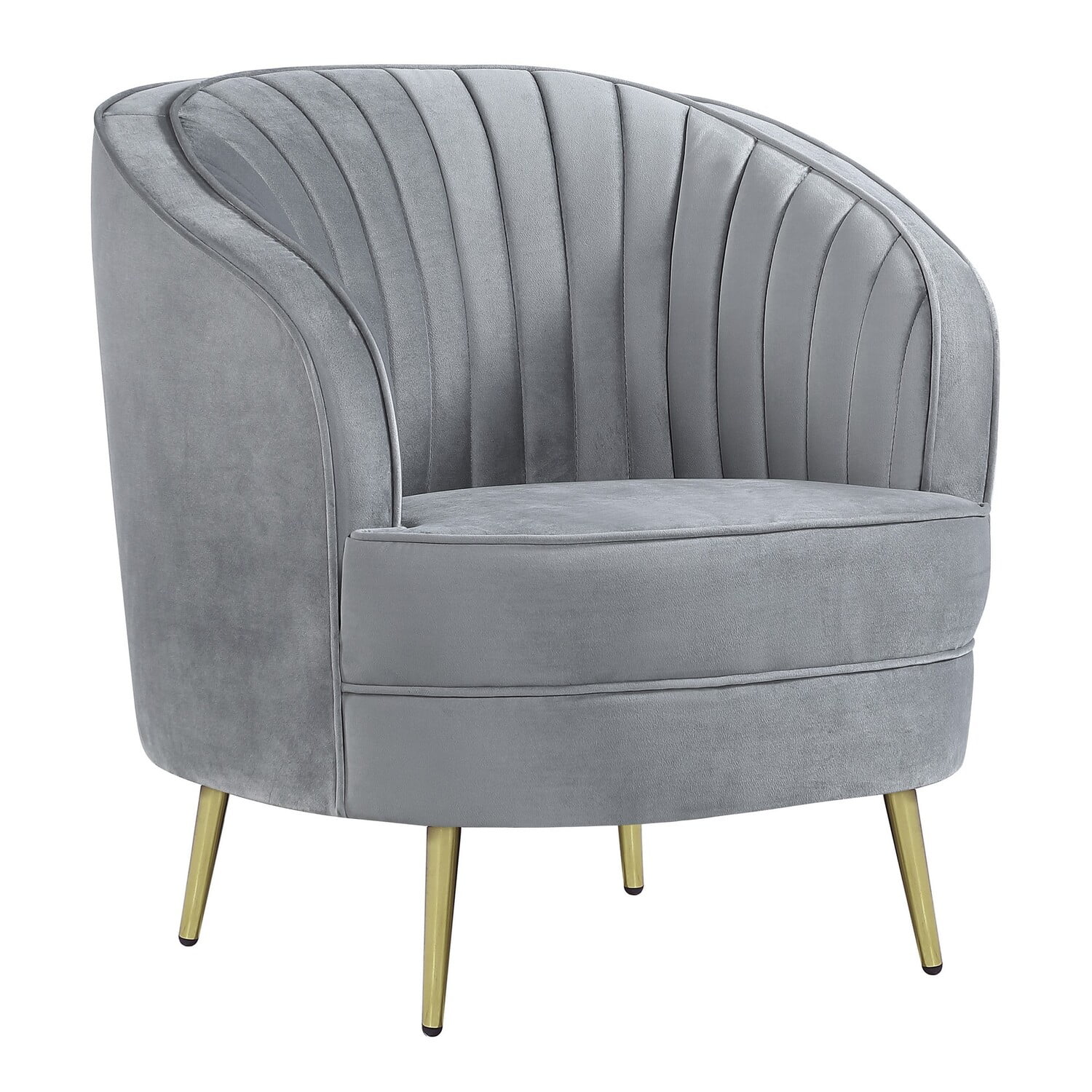 Enzo 31 Inch Retro Accent Chair, Channel Tufted, Bucket Style Back ...