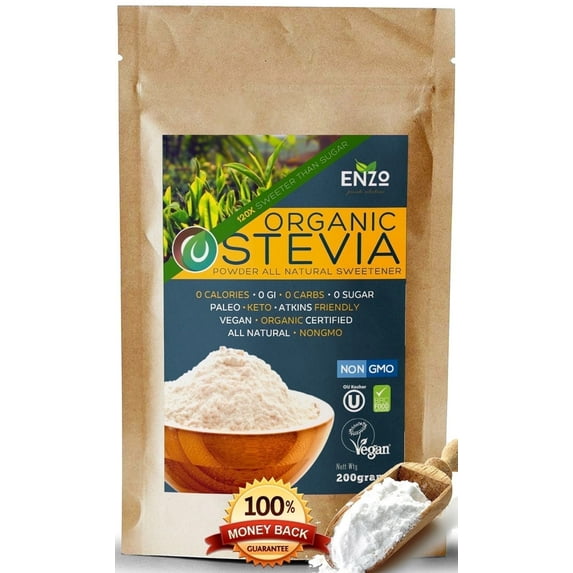 Enzo Easy Use Organic Stevia Powder 7.05oz (1600 Servings) All Natural ...