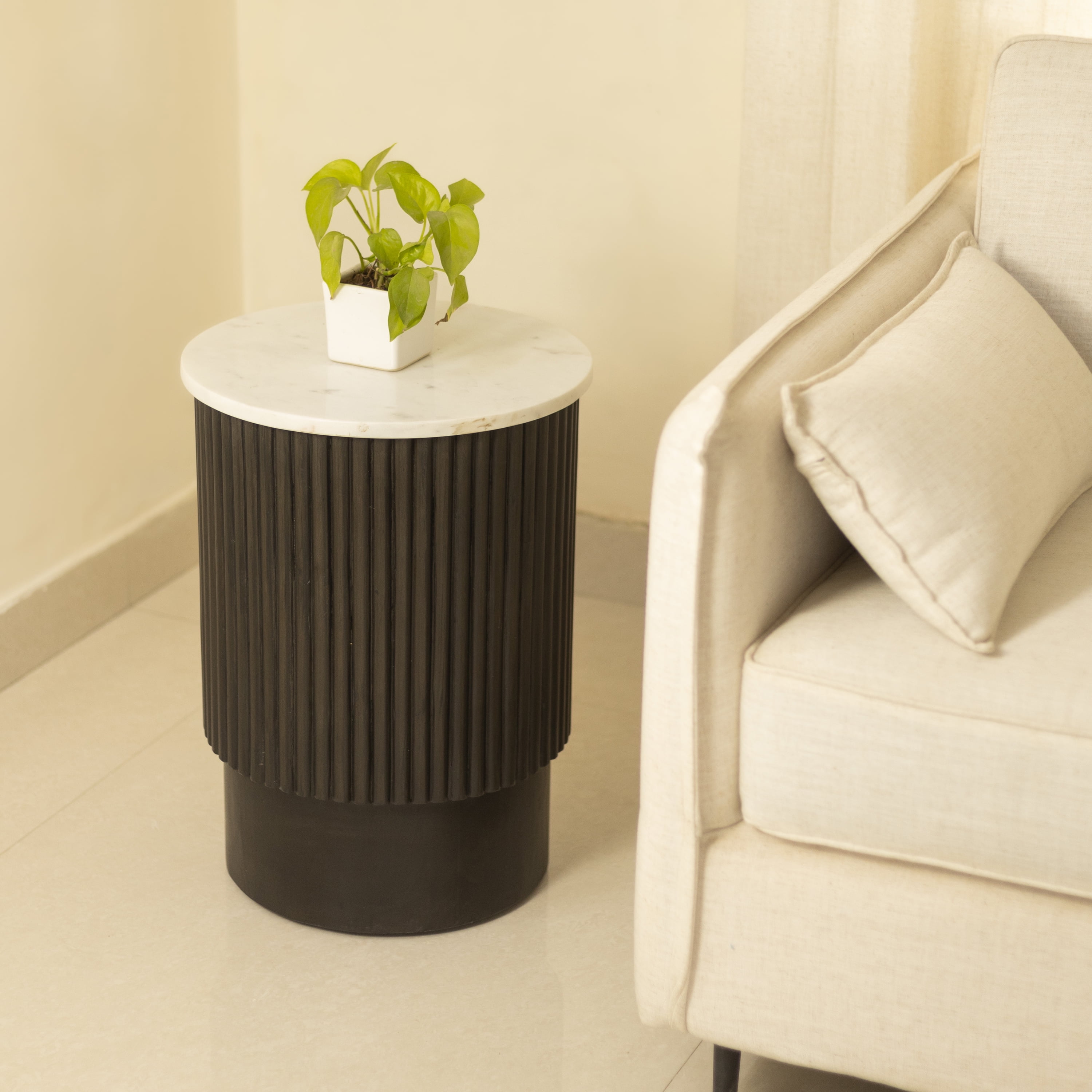 Enzo Side Table- Black Base/Marble Top - Walmart.com