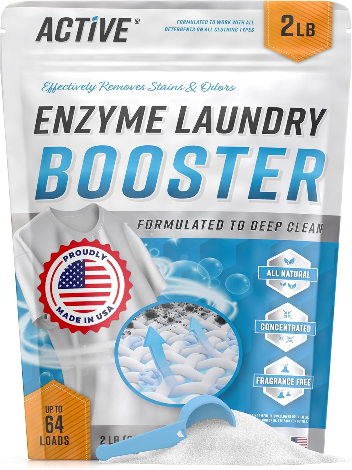 Enzyme Laundry Booster Odor Remover - 2 lbs Unscented Enzymatic Clothes ...