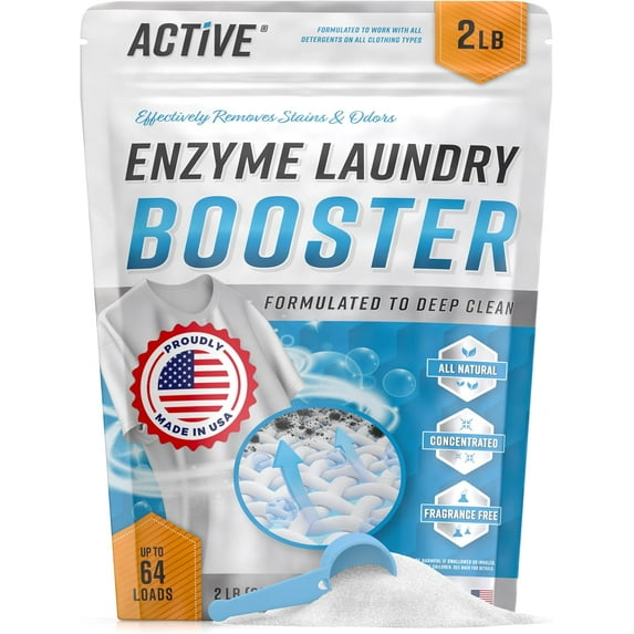 Enzyme Laundry Booster Odor Remover - 2 lbs Unscented Enzymatic Clothes ...