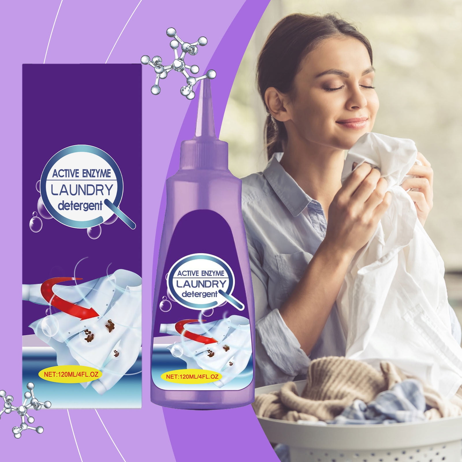 Enzyme Stain Remover White Shirt Cleaner Active Formula Collar Stain Remover 120Ml Laundry Stain ...