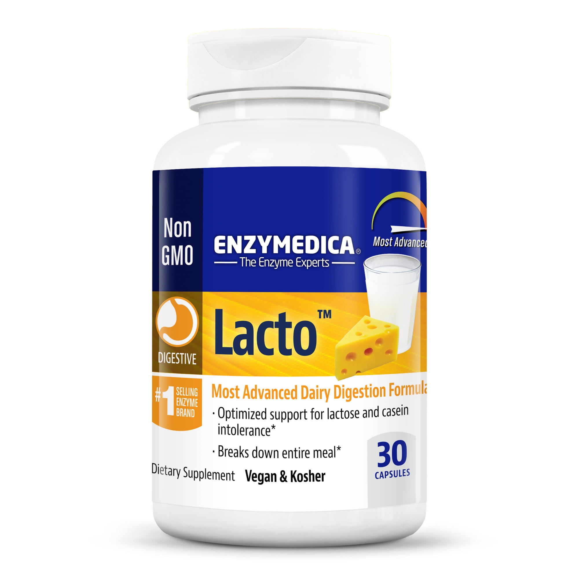 Enzymedica Lacto Advanced Dairy Digestion Formula, Lactase Enzymes ...