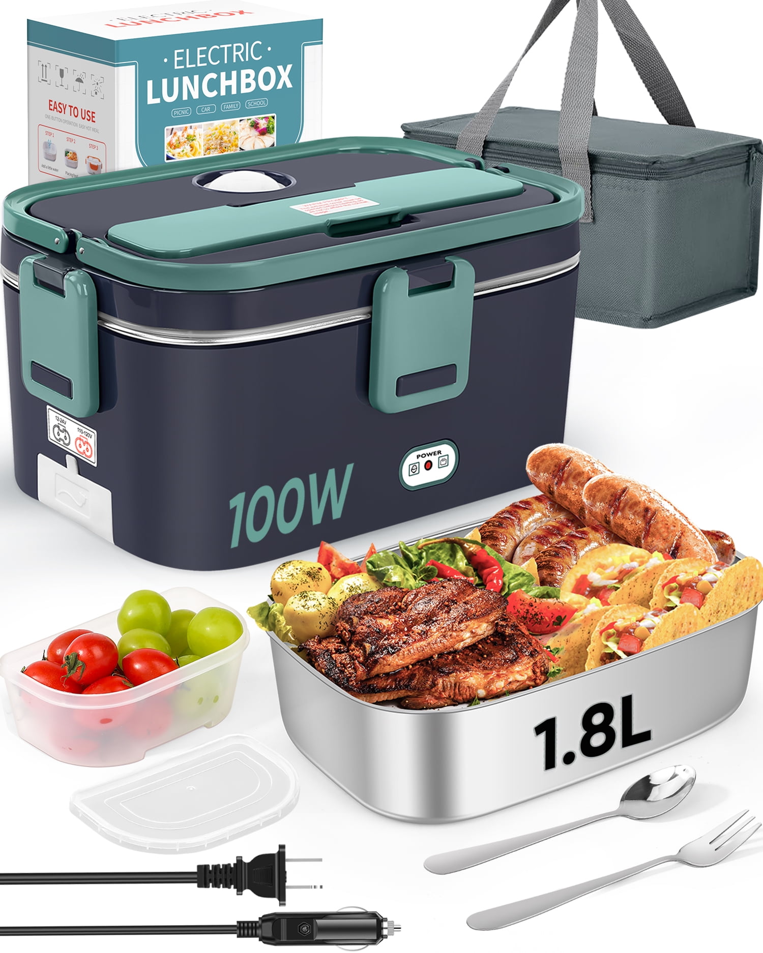 Eocolz Electric Lunch Box Food Heater Warmer 100W, 1.8L Portable Heated ...