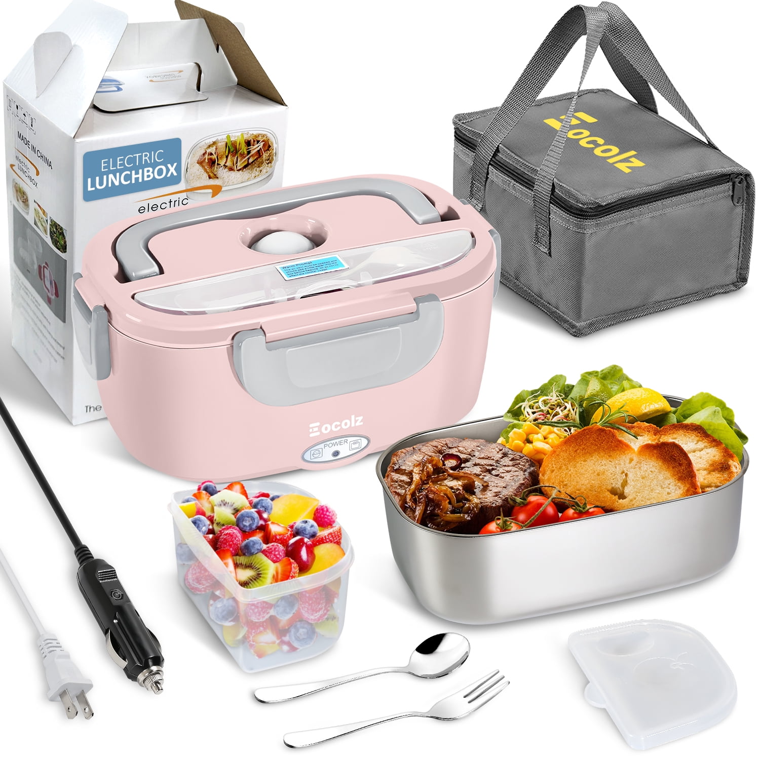 Eocolz Electric Lunch Box Food Heater Warmer 80 W 2 in 1 Portable Lunch ...