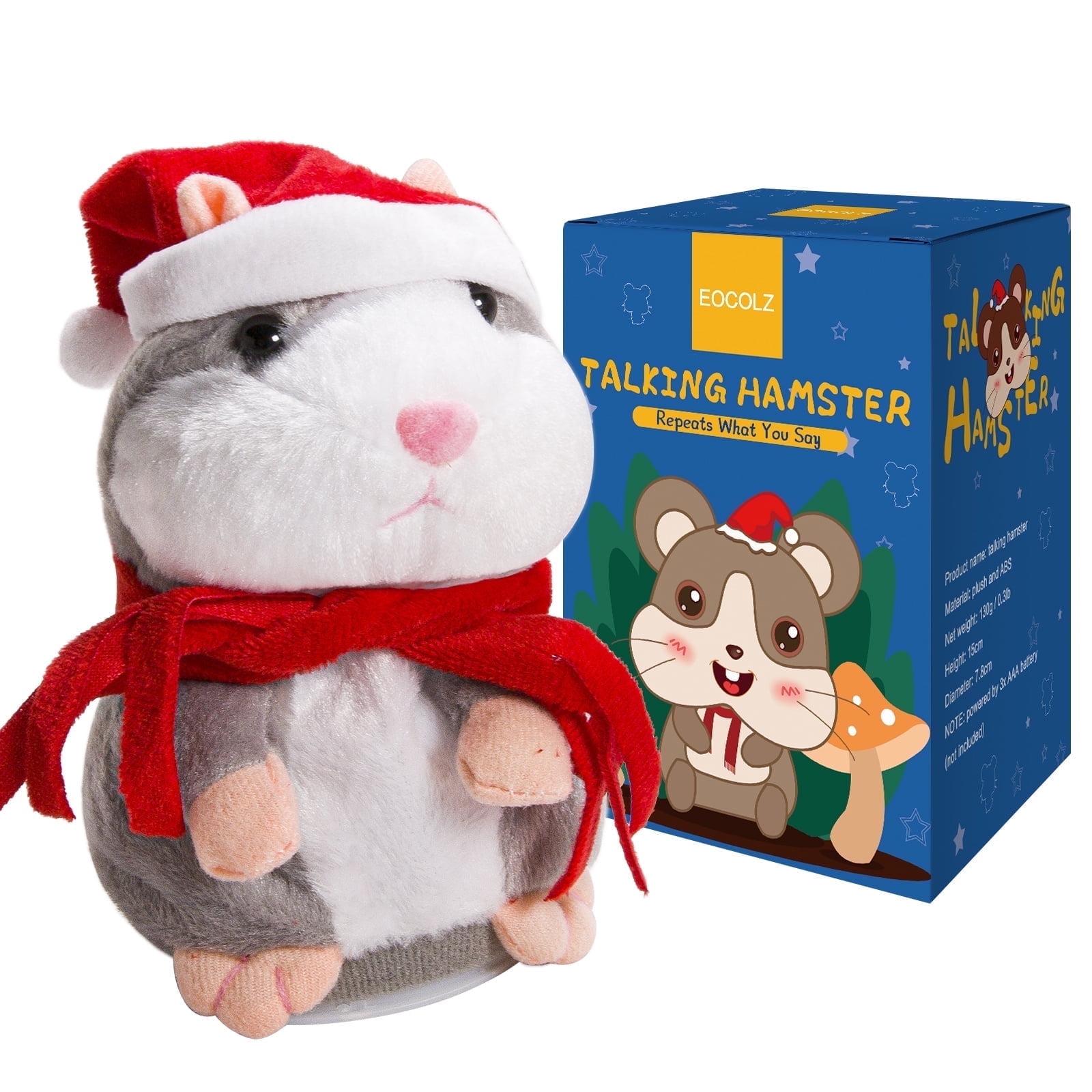 Eocolz Talking Hamster Repeats What You Say, Interactive Plush Toy ...
