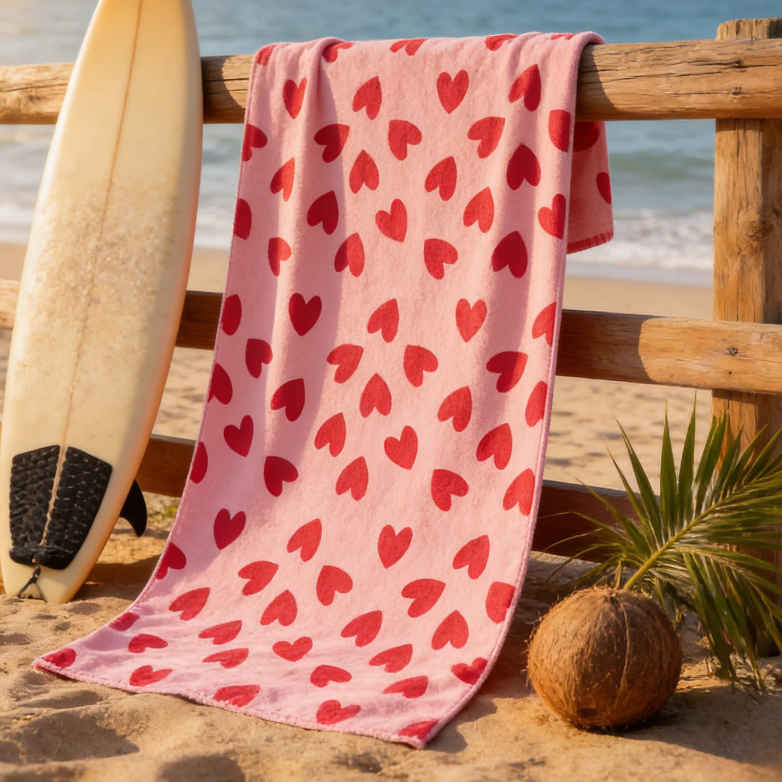 Eolstice Beach Towel, Heart Print Microfiber Oversized Sand Free Quick ...