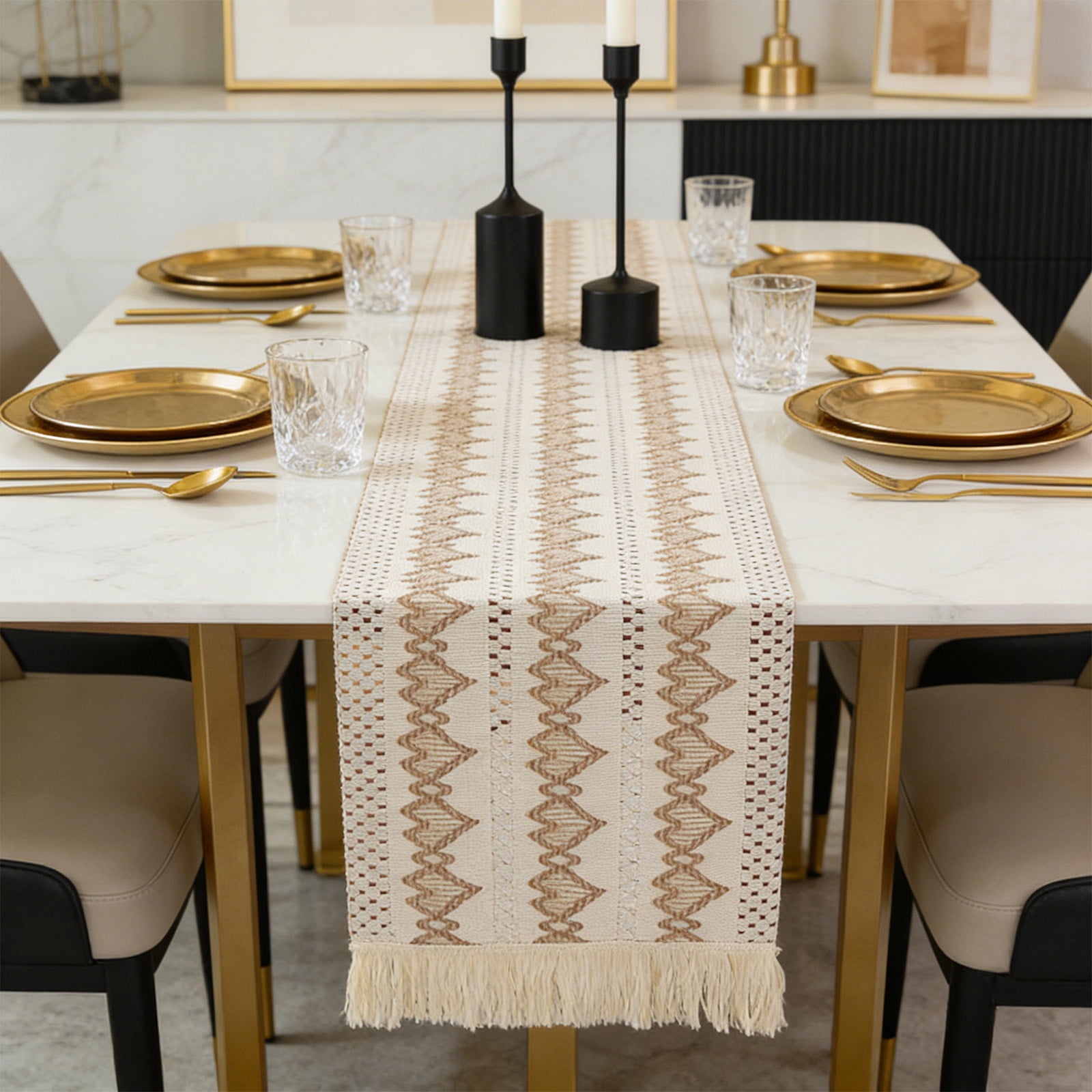 Eolstice Boho Table Runner, Macrame Woven Table Runner, Tassel Table ...