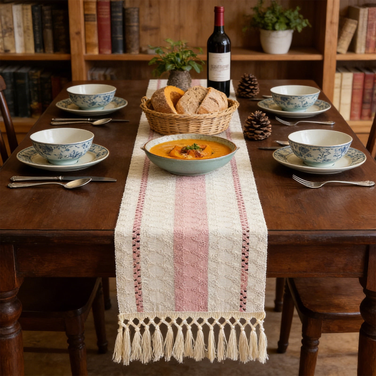 Eolstice Boho Table Runner With Tassels, Macrame Woven Table Runner ...