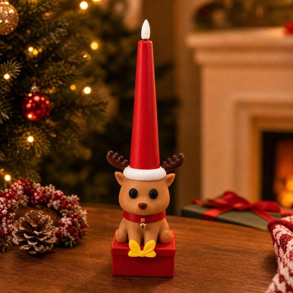 Eolstice Christmas Flameless Taper Candles, 2Pcs Battery Operated LED ...