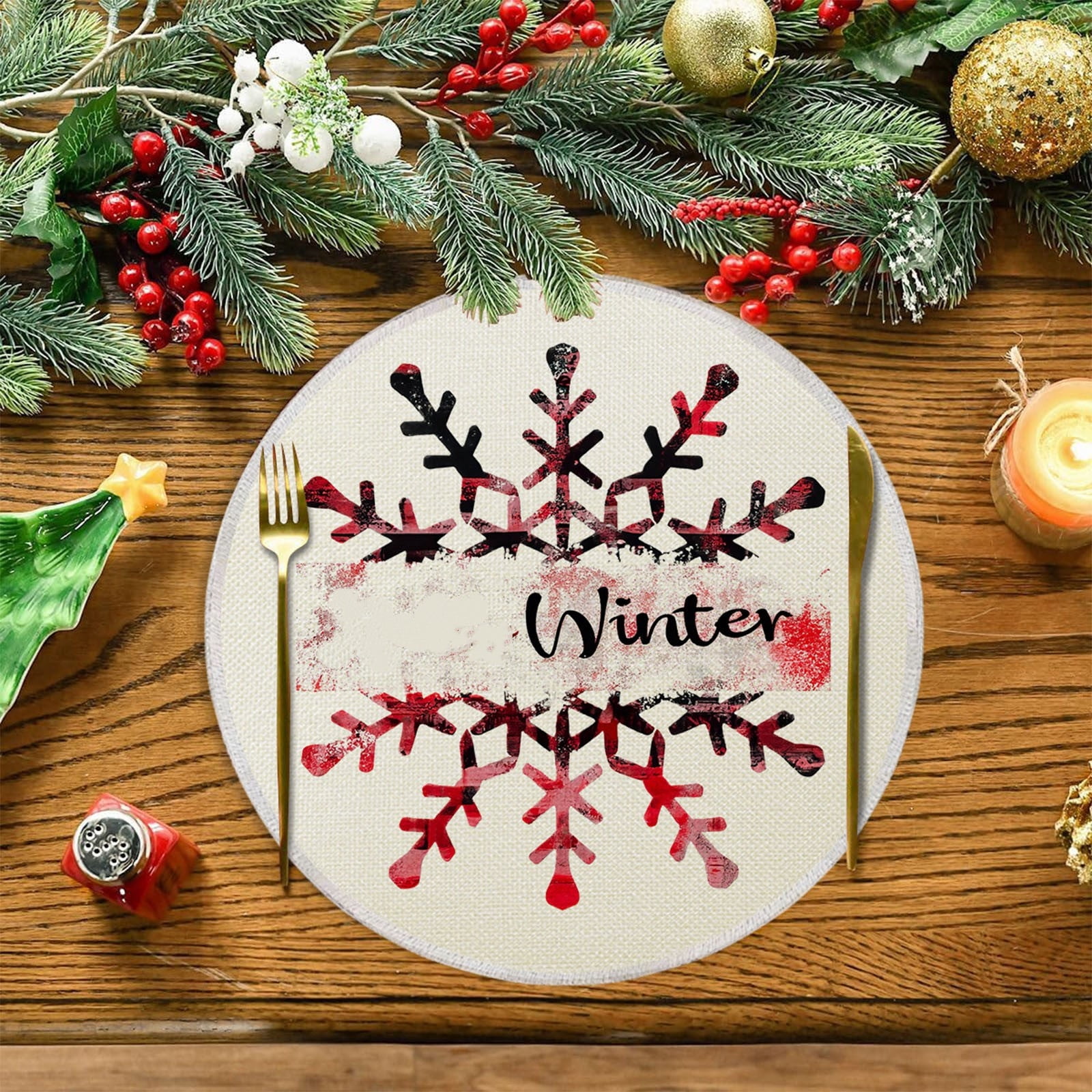 Eolstice Christmas Placemat, Winter Christmas Table Mat, Heat Insulated ...