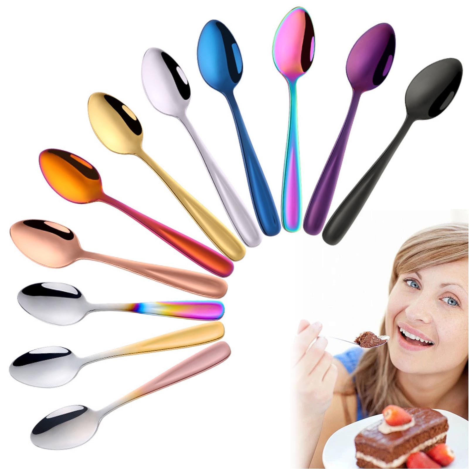 Eolstice Colorful Mini Stainless Steel Dessert Spoons, Kids Tea ...