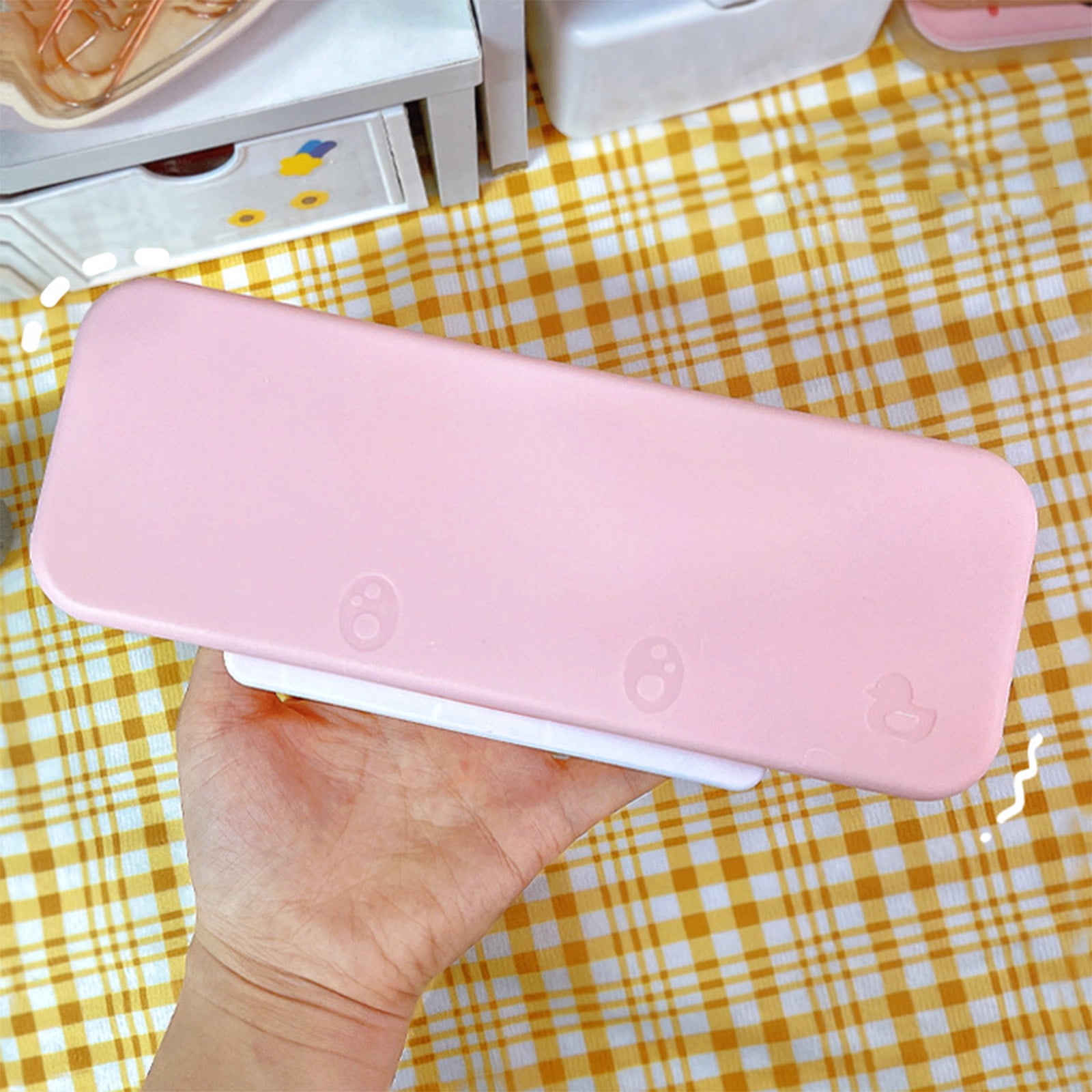 Eolstice Double Layer Plastic Pencil Case, Cute Pencil Storage Box ...