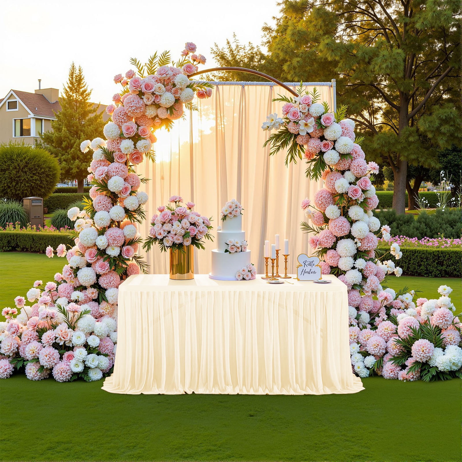 Eolstice Extra Long Transparent Tulle Table Skirt, Recyclable Ruffled ...