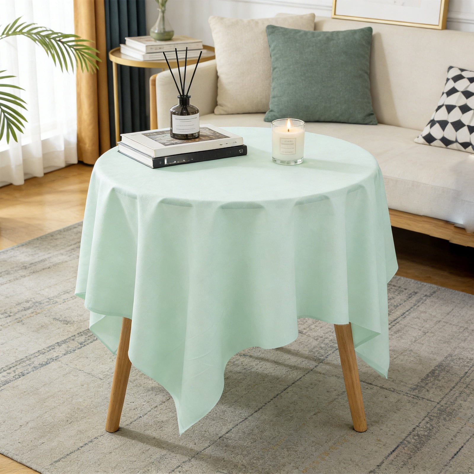 Eolstice A Fresh And Elegant Solid-color Tablecloth, Round Dining Table ...