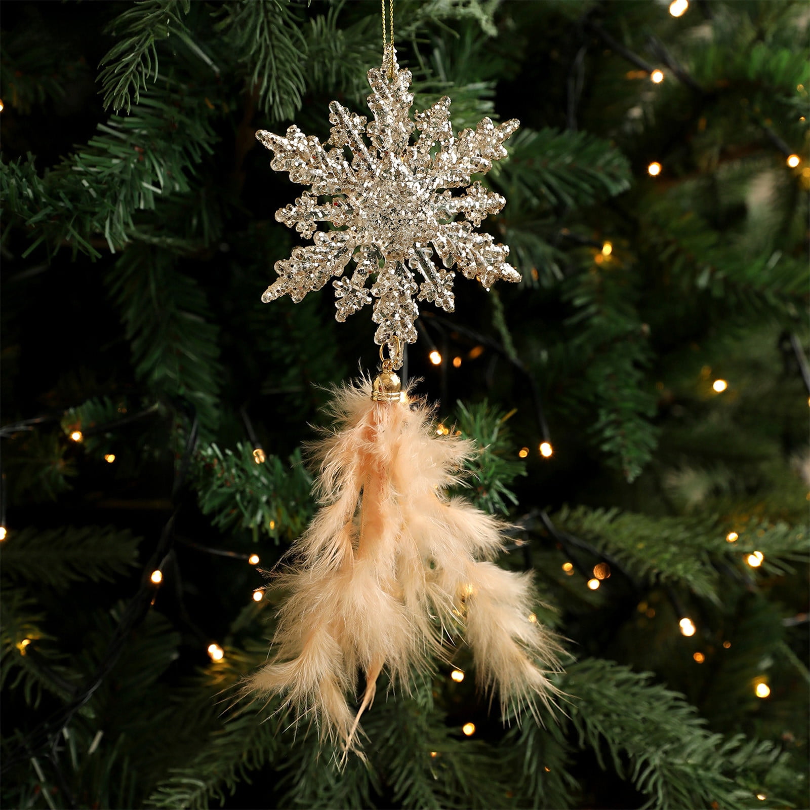 Eolstice Gold Feathers Powder Ornament For Plastic Christmas Tree, Gold ...