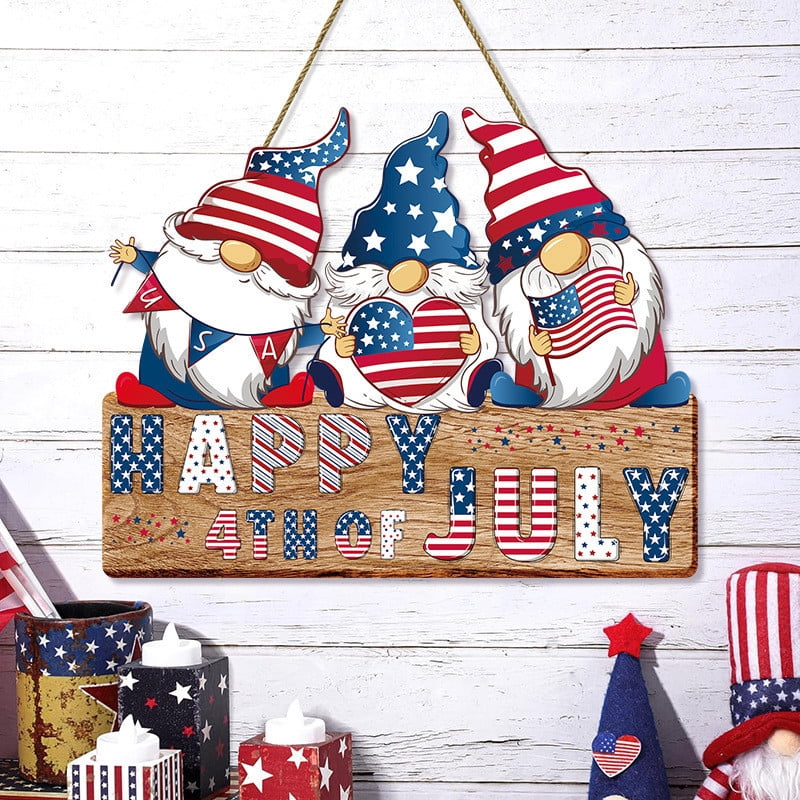 Eolstice Independence Day Gnome Decoration, Wooden Hanging Gnome ...