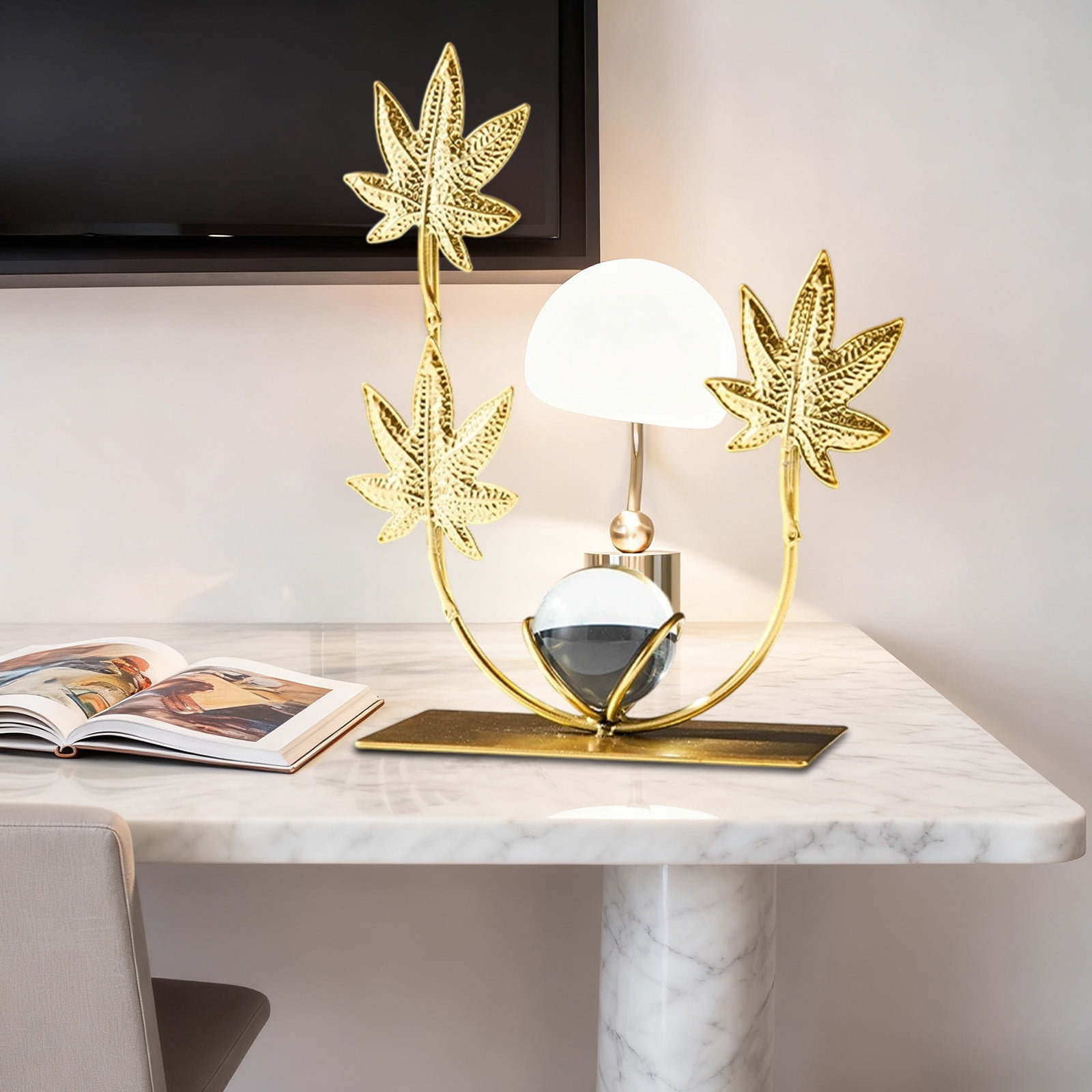 Eolstice Metal Jewelry Stand, Ginkgo Crystal Ball Base for Home Decor ...