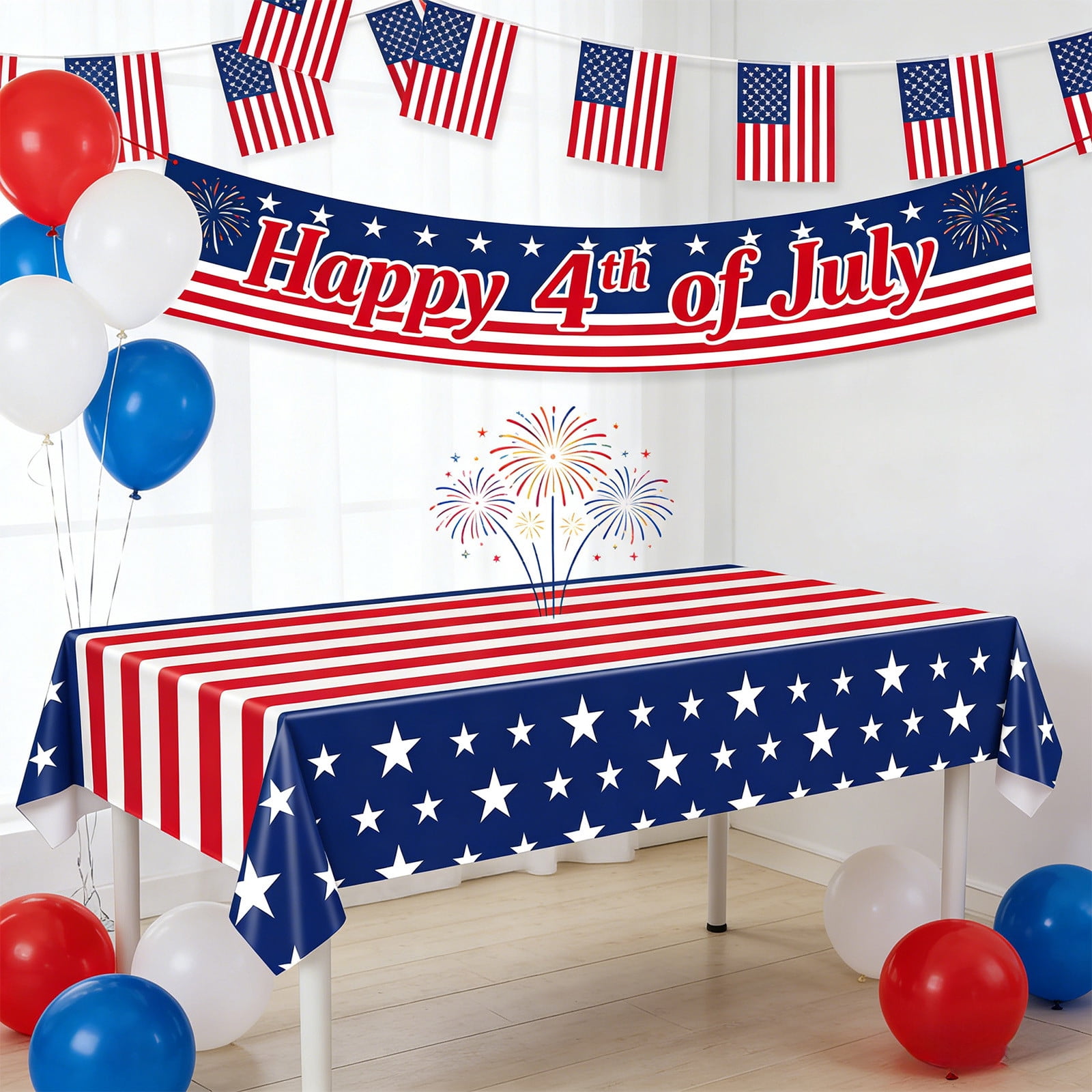 Eolstice Patriotic Themed Tablecloth, Americans Flag Plastic Tablecloth ...