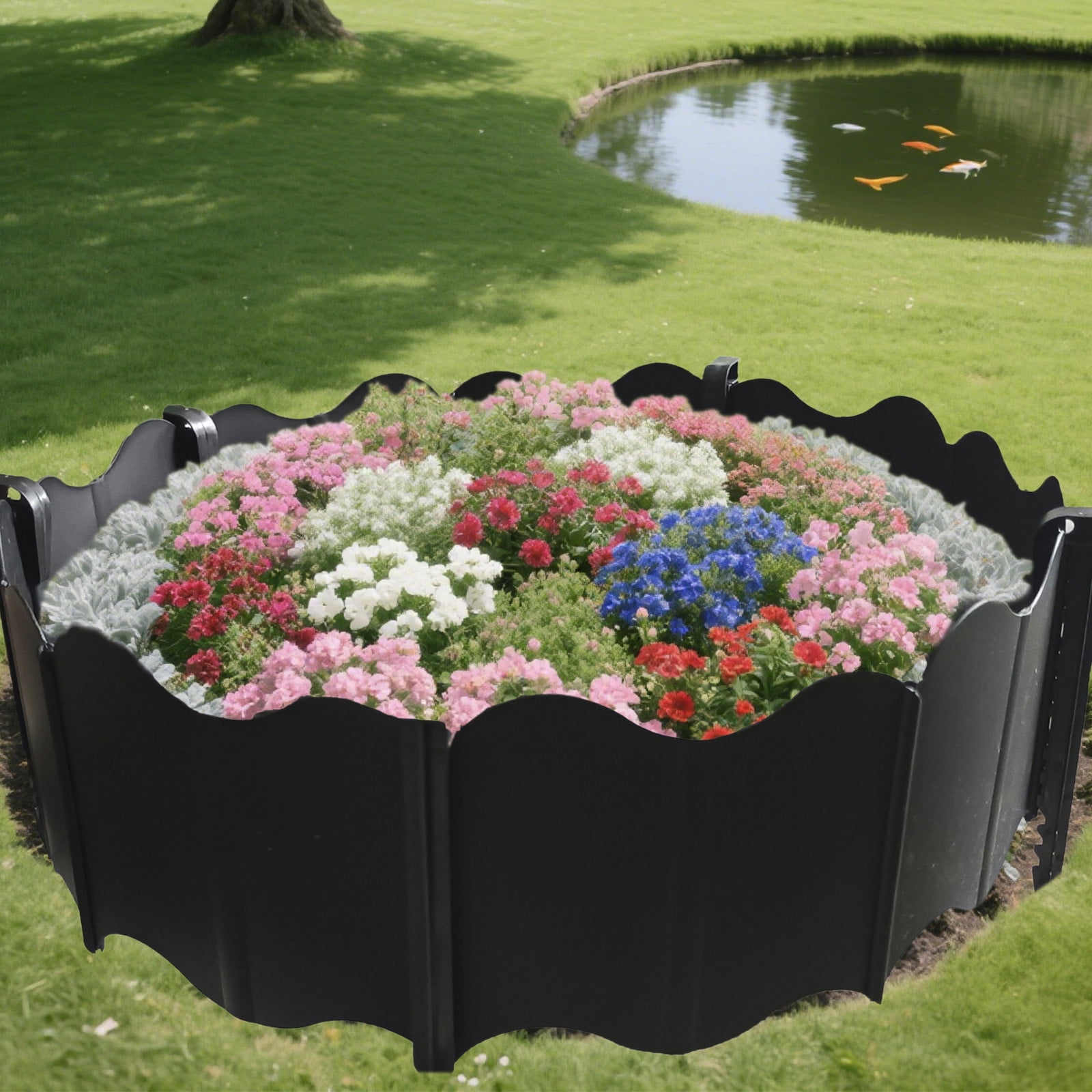 Eolstice Plastic Garden Border Edging Kit, 10-Piece Lawn Flower Bed ...