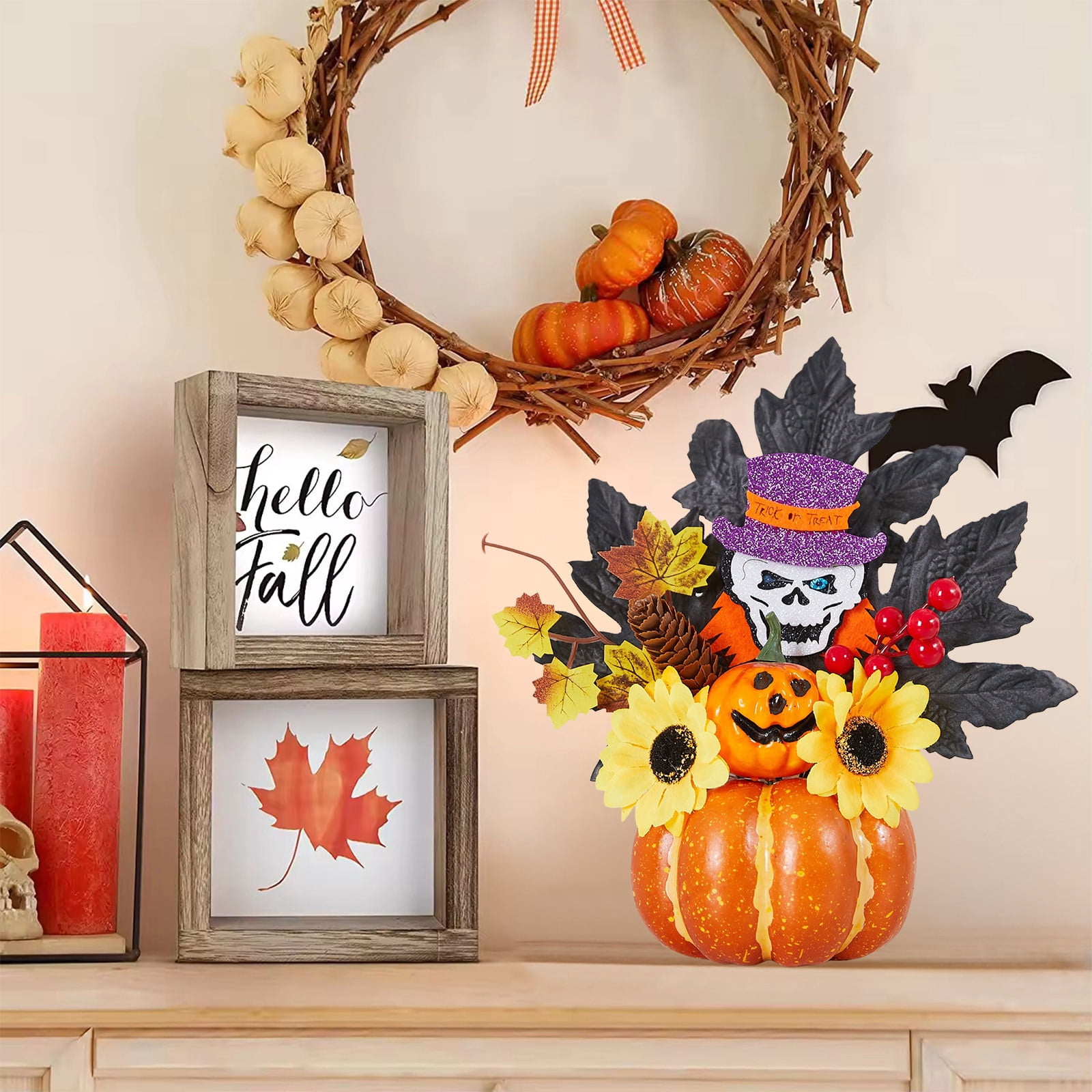 Eolstice Realistic Artificial Pumpkin Arrangement, Lifelike Fall ...