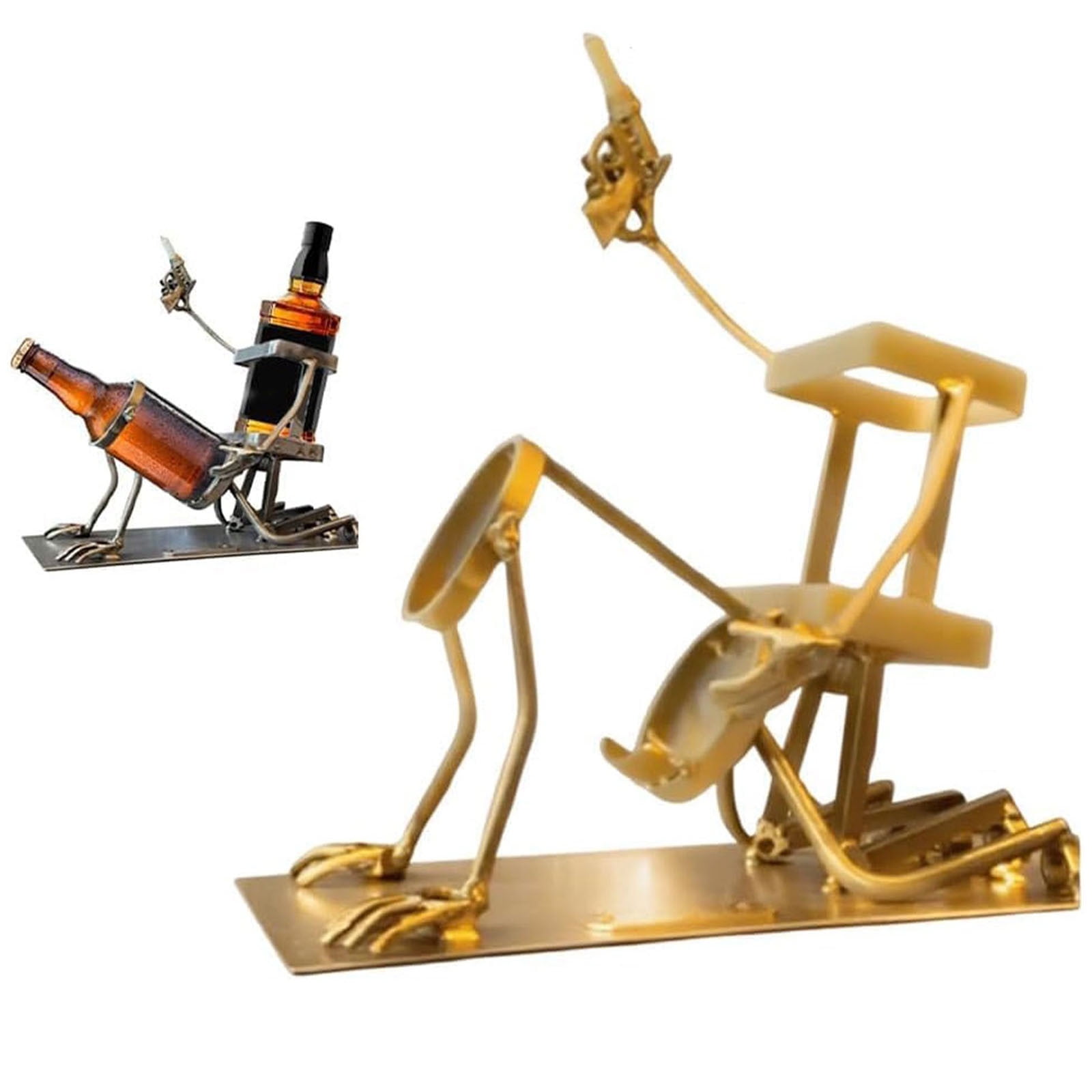 Eolstice Skeleton-Themed Beverage Bottle Holder, Steampunk-Style Metal ...