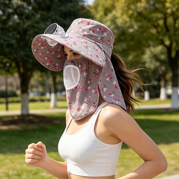 Eolstice Sun Hat With Fan, Solar Powered Rechargeable, Wide Brim UV ...