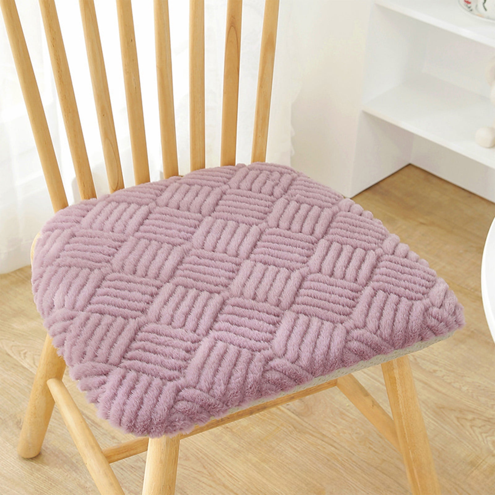 Eolstice Thick Warm Dining Chair Cushion, Washable Rabbit Plush Seat ...