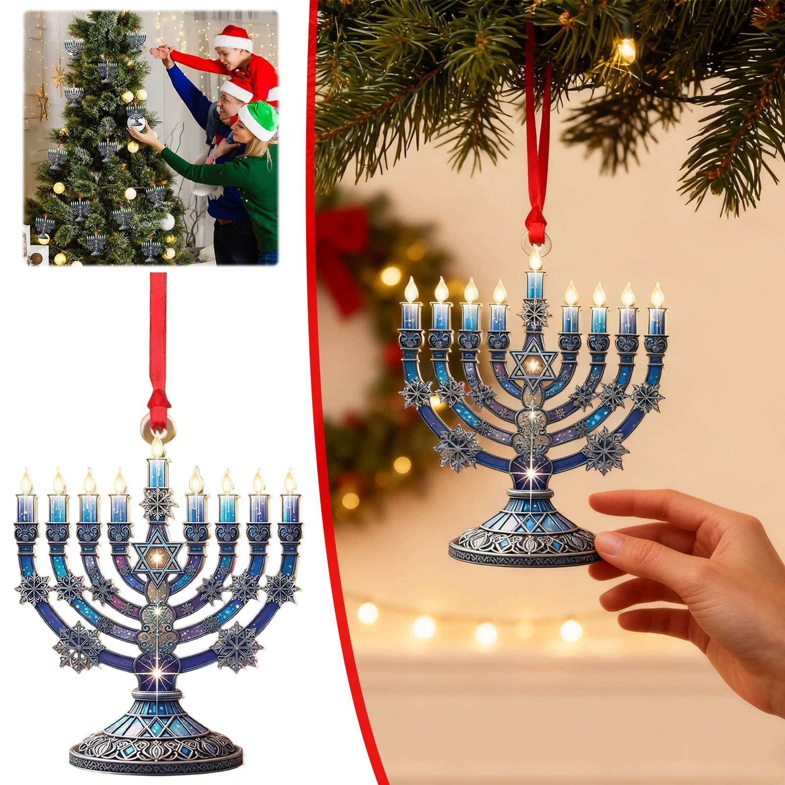 Eolstice Traditional Hanukkah Menorahs for Holiday Ornaments, Festive ...