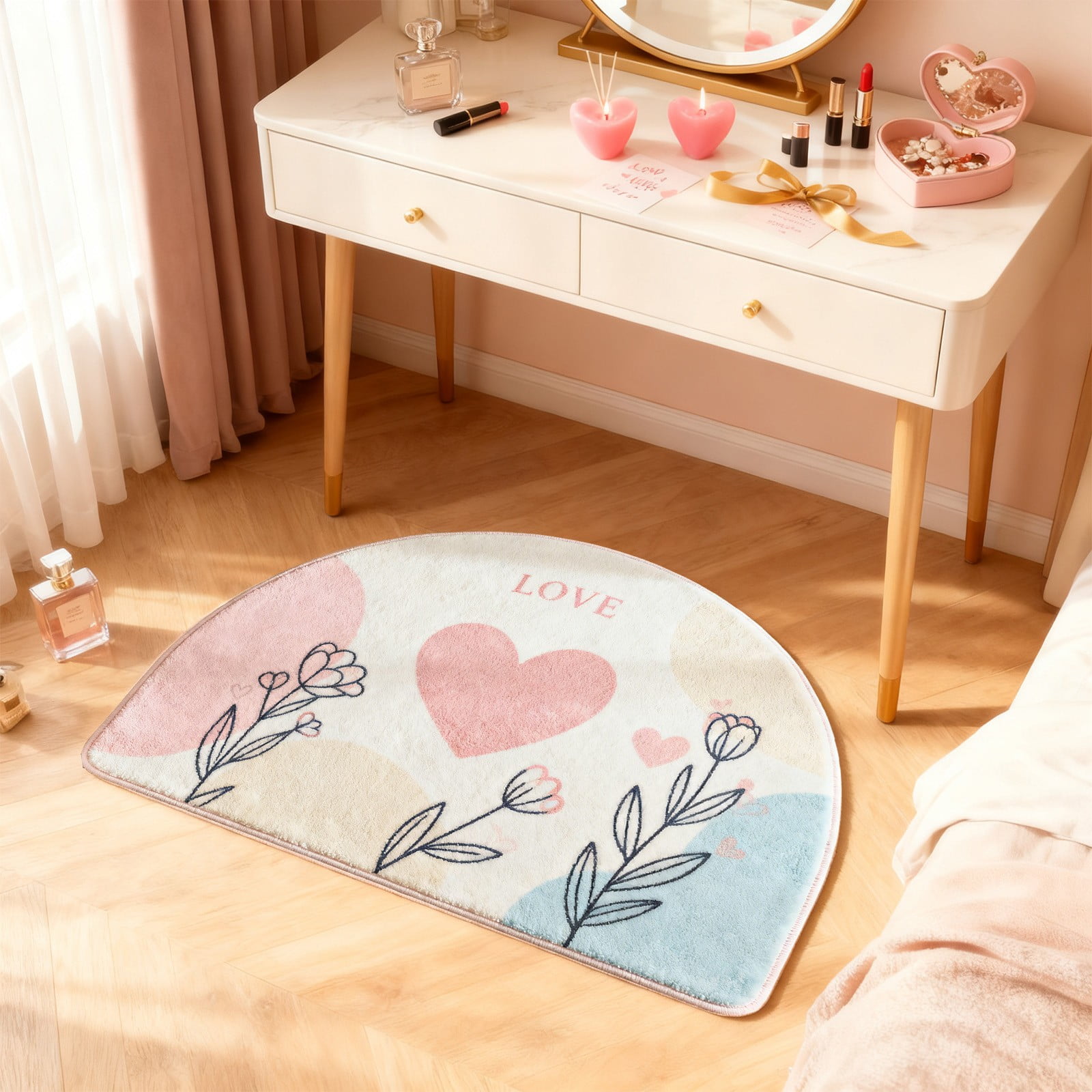 Eolstice Valentines Day Carpet, Entrance Door Semicircle Mat, Household ...