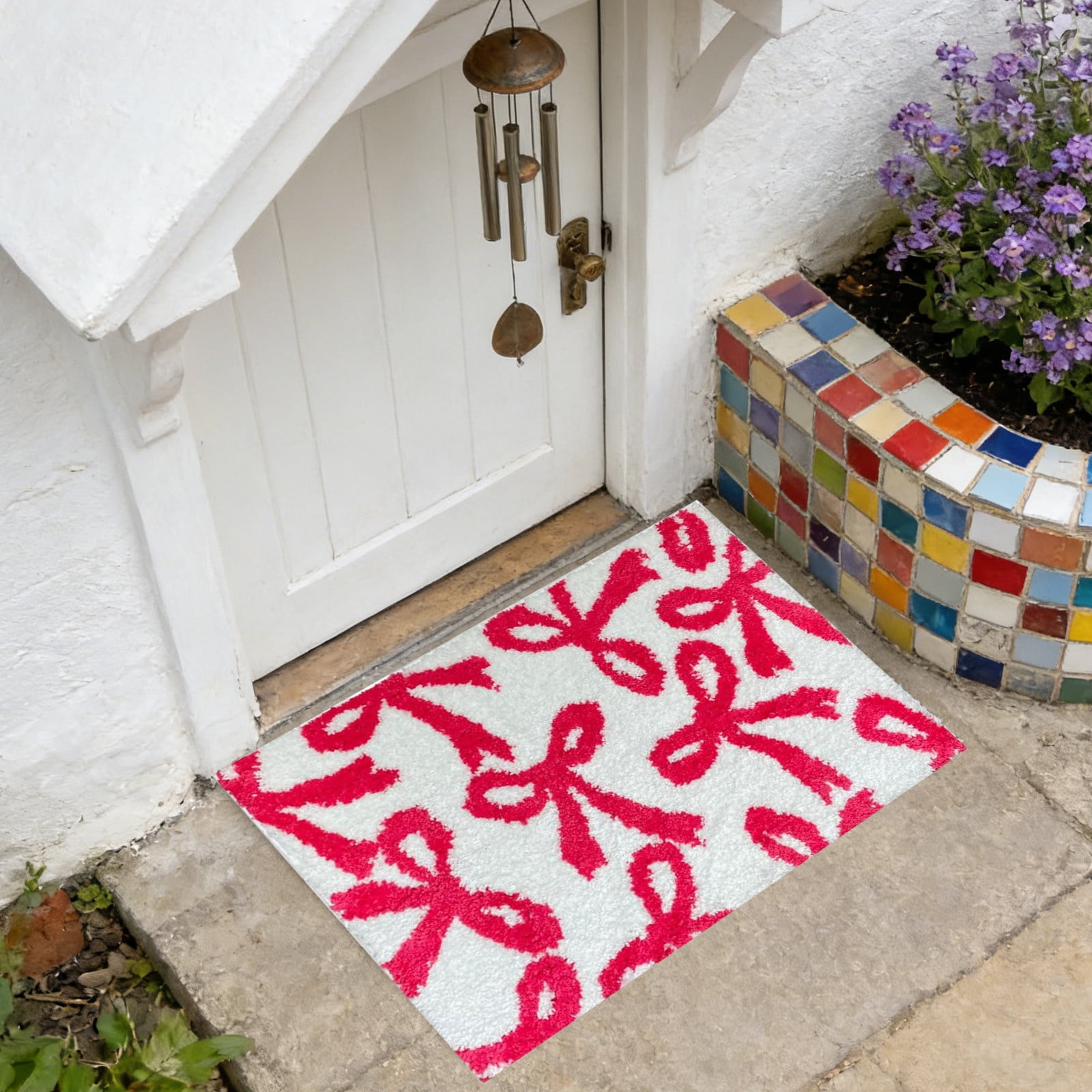 Eolstice Valentines Day Rug Bow Decor, Pink Fluffy Rug, Non-Slide Plush ...