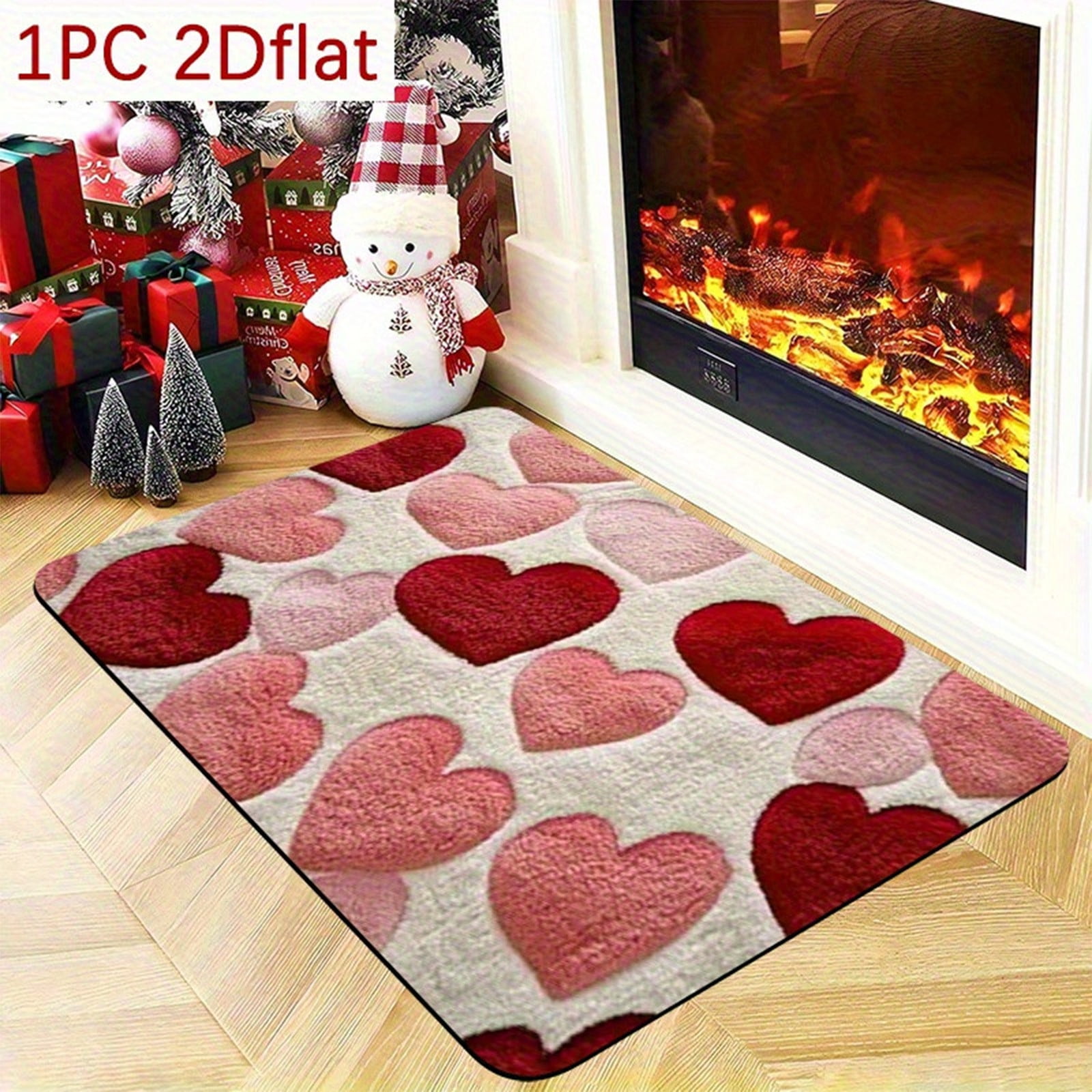 Eolstice Valentines Day Welcome Doormat, Red And Pink Heart Sweet Rug ...