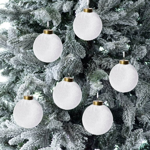 Eolstice Velvet Flocked Christmas Balls, 12 Pcs Plastic Xmas Tree ...