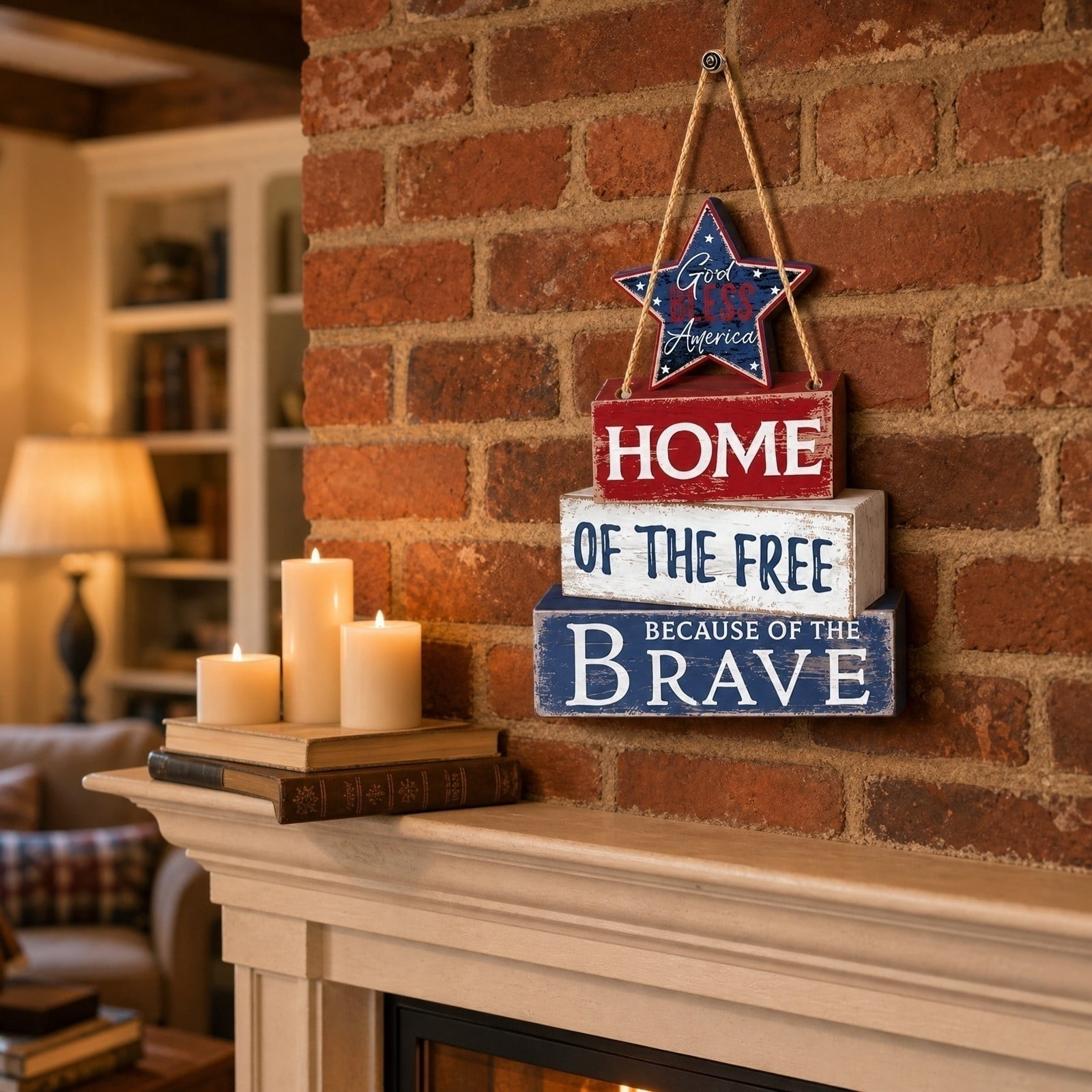 Eolstice Wooden Independence Day Door Sign, Hanging Courtyard ...