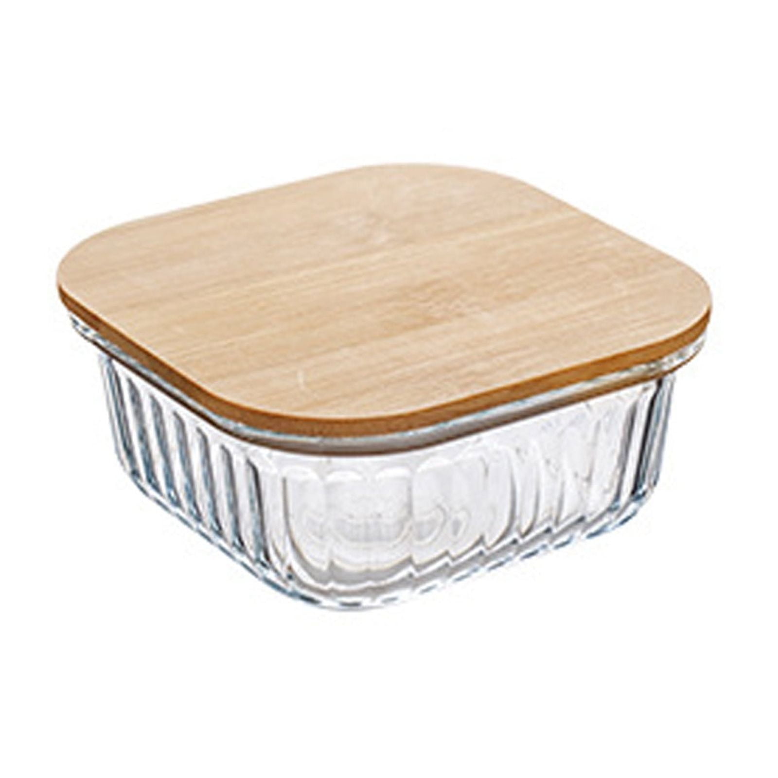 Eolstice Wooden Top Glass Sealed Lunch Container, Microwave Safe Square ...