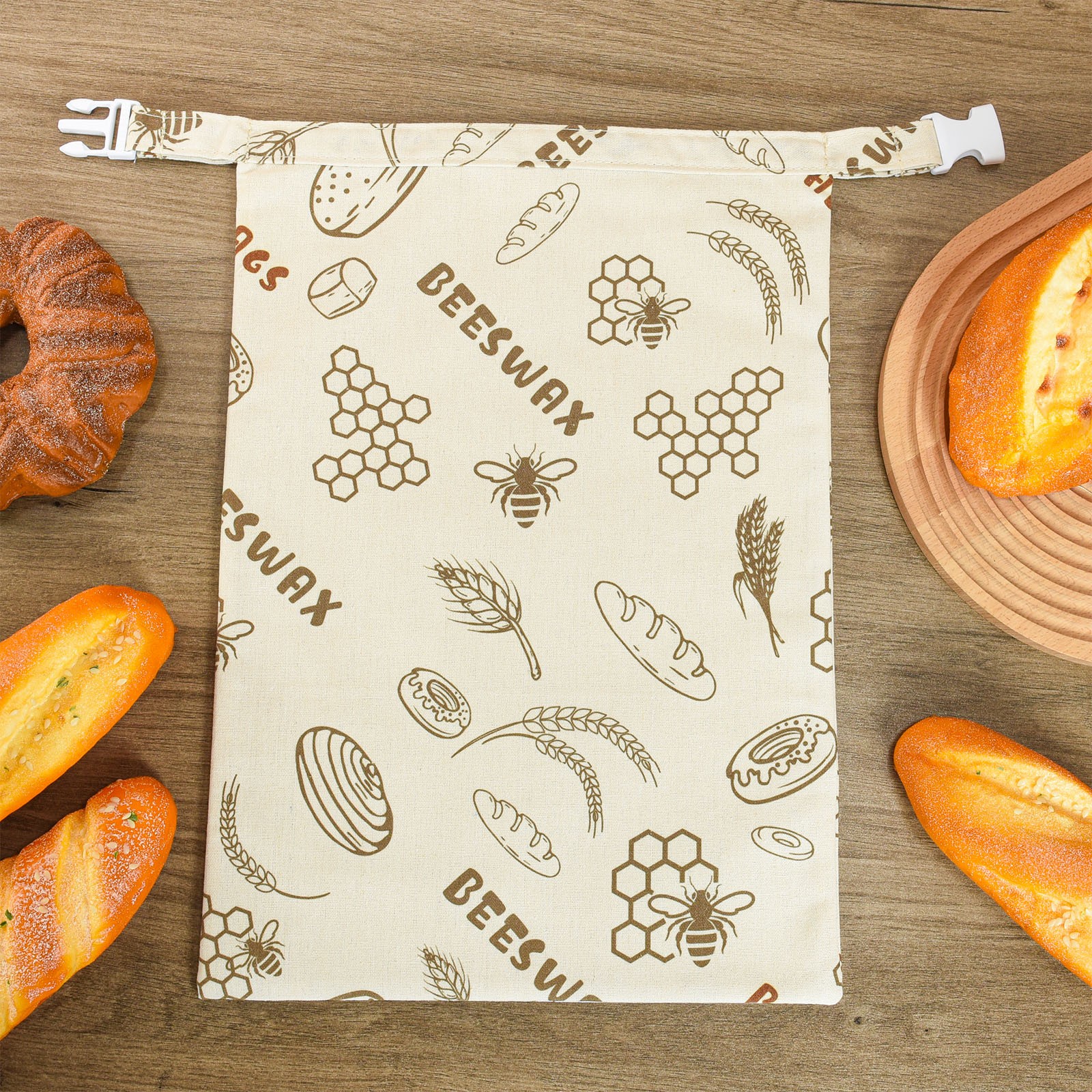 Eolstice Zipper Beeswax Bread Bag, Reusable Food Storage Bag, Double ...