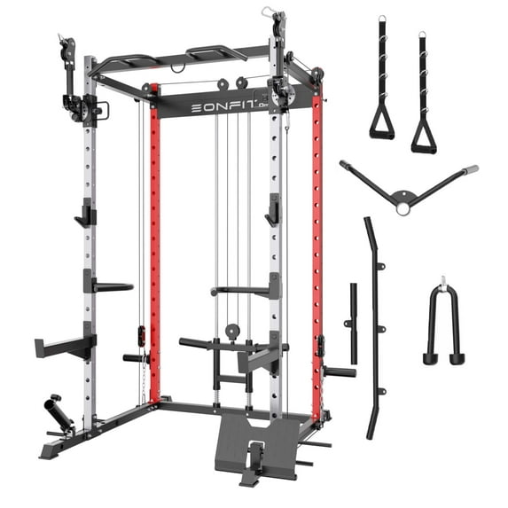 EONFITOmni Squat Cage Power Rack with Cable Crossover System Full Body ...