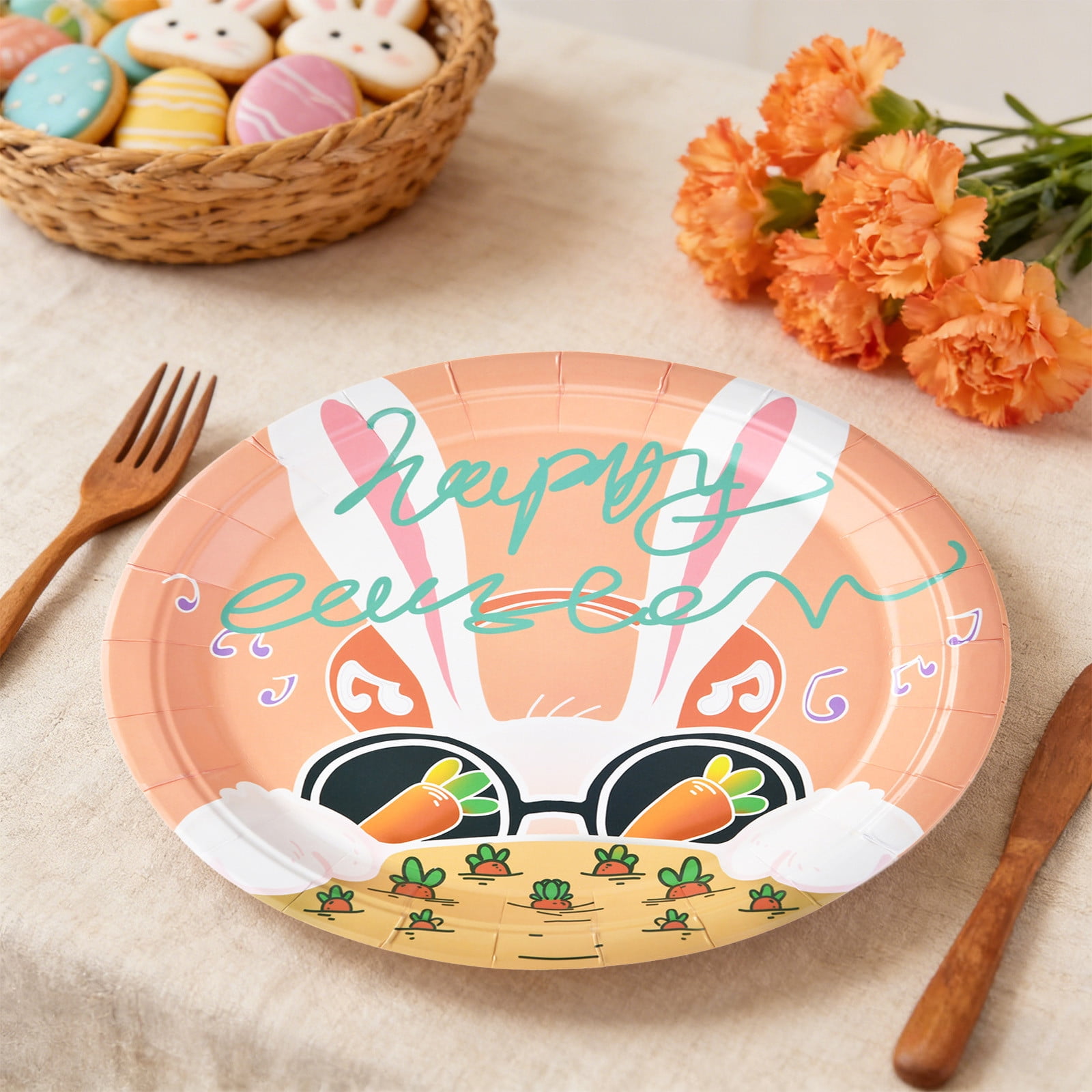 Eoozwa 1 Counts Easter Party Paper Plates Disposable Bunny Egg Design 9 ...