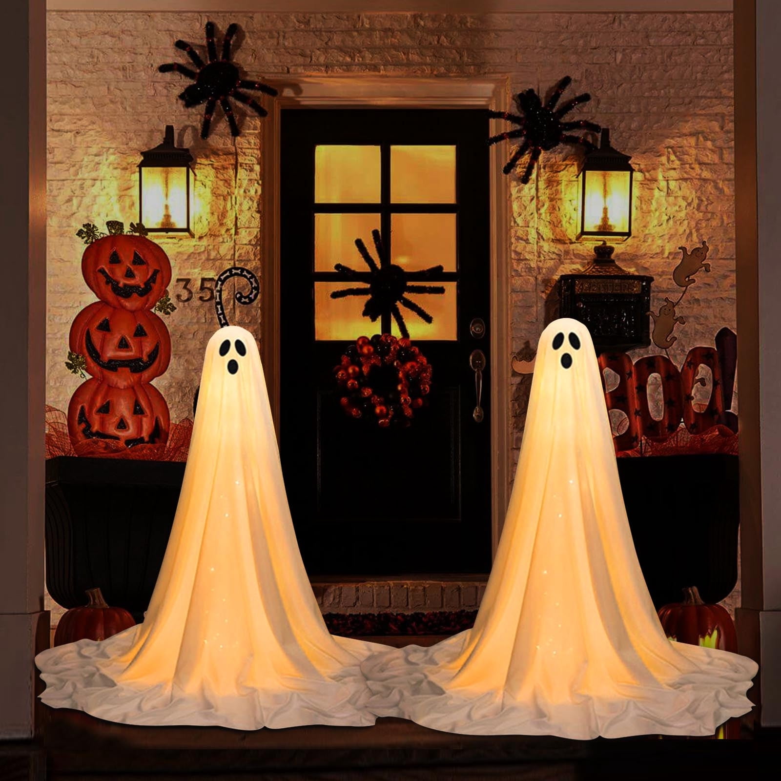 Eoozwa 3 Packs 1pc Halloween Spooky Standing Ghost Decorative Lights ...